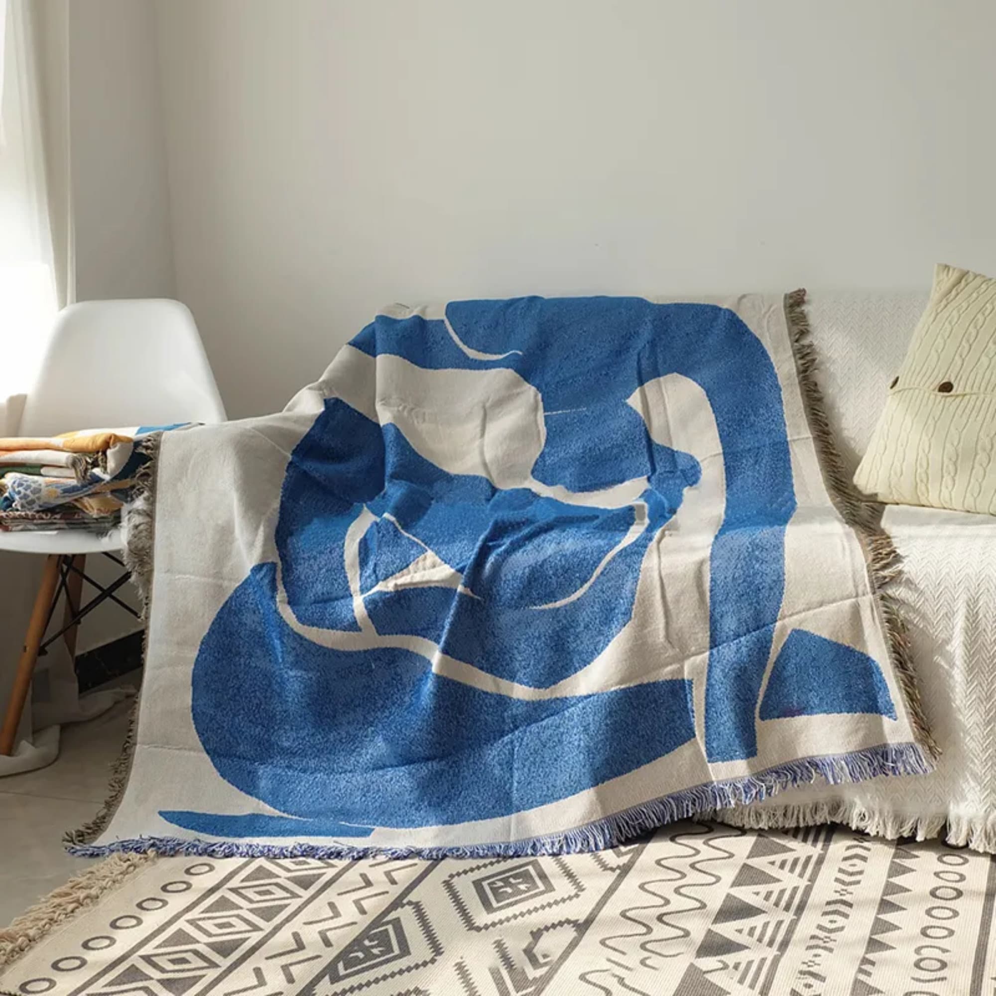 Blue Matisse Throw Blanket, Aesthetic Throw Blanket, Scandinavian Retro ...