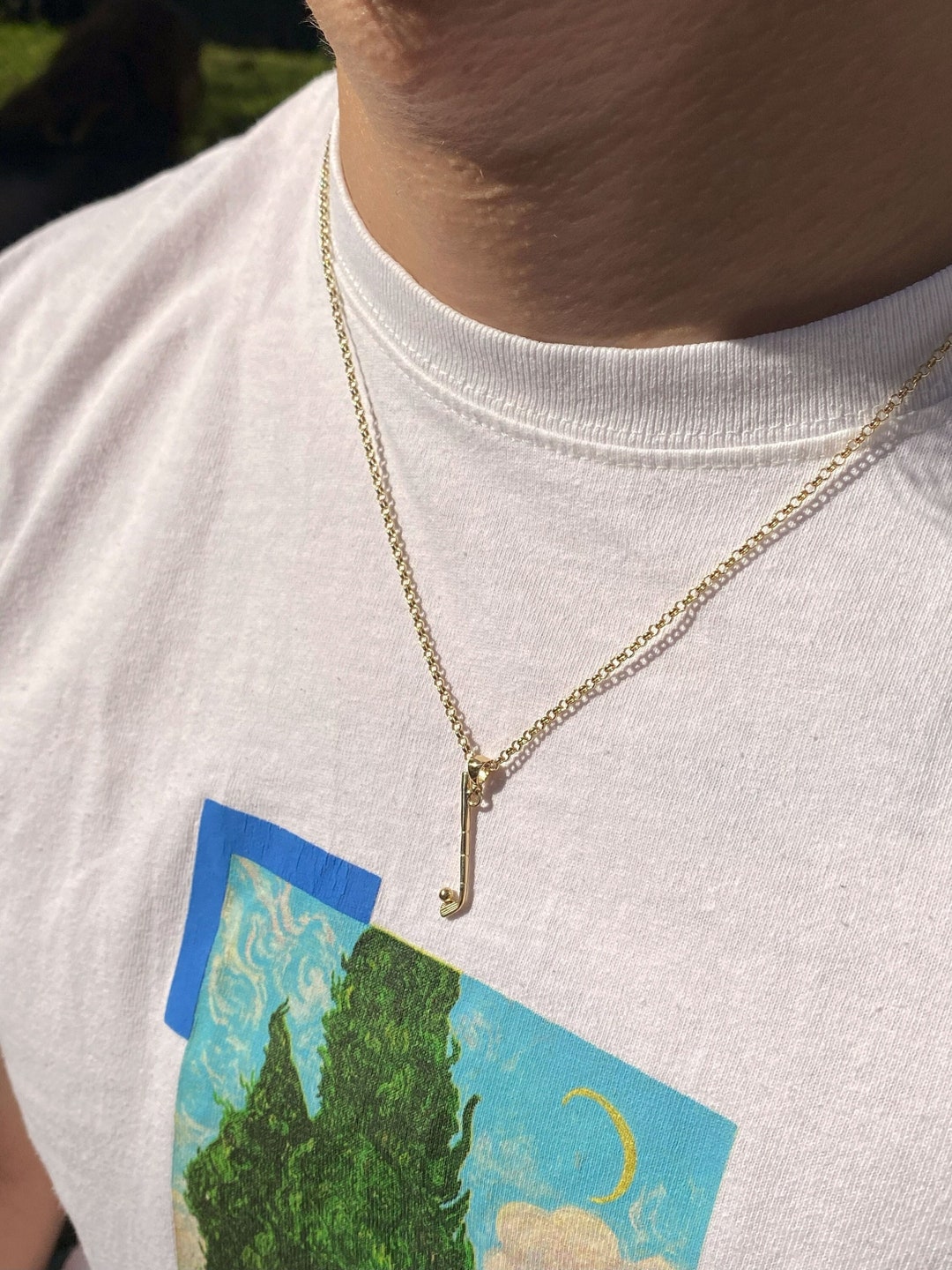 14K Solid Gold Golf Club Necklace: Sports Pendant Jewelry - Etsy