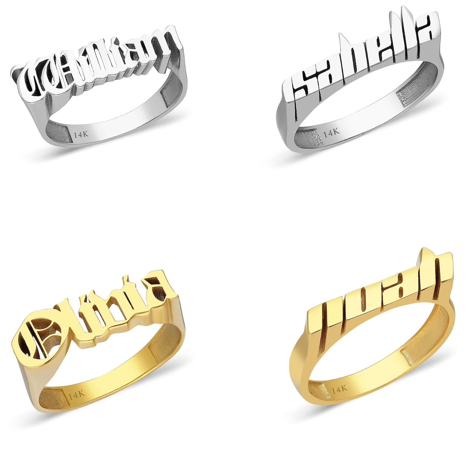 Custom Word Ring Solid Gold Name Ring Personalized Jewelry - Etsy