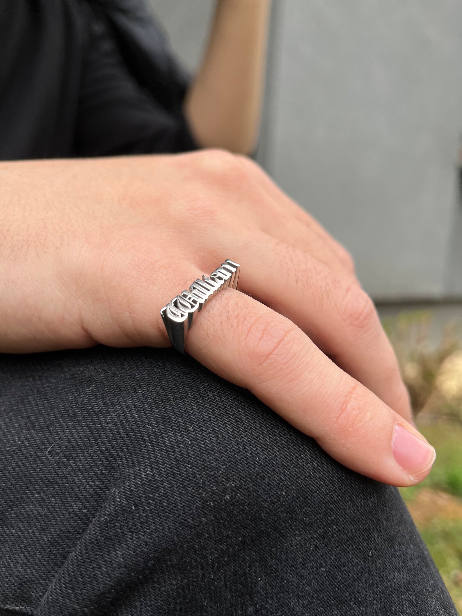 Custom Word Ring Solid Gold Name Ring Personalized Jewelry - Etsy