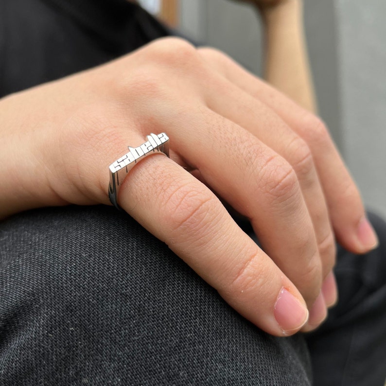 Custom Word Ring Solid Gold Name Ring Personalized Jewelry - Etsy