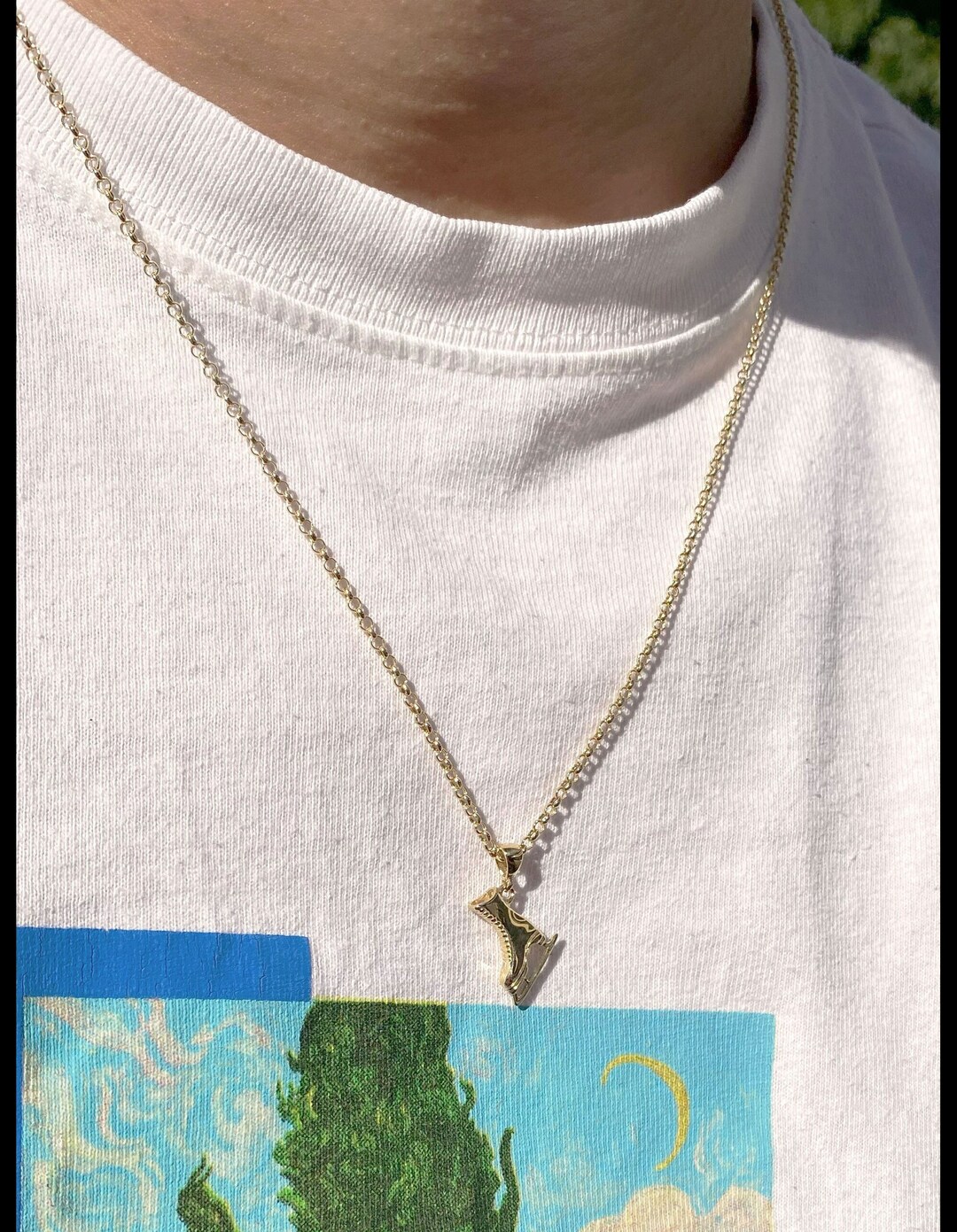 14K Solid Gold Ice Skate Pendant Necklace: Figure Skater Gift - Etsy