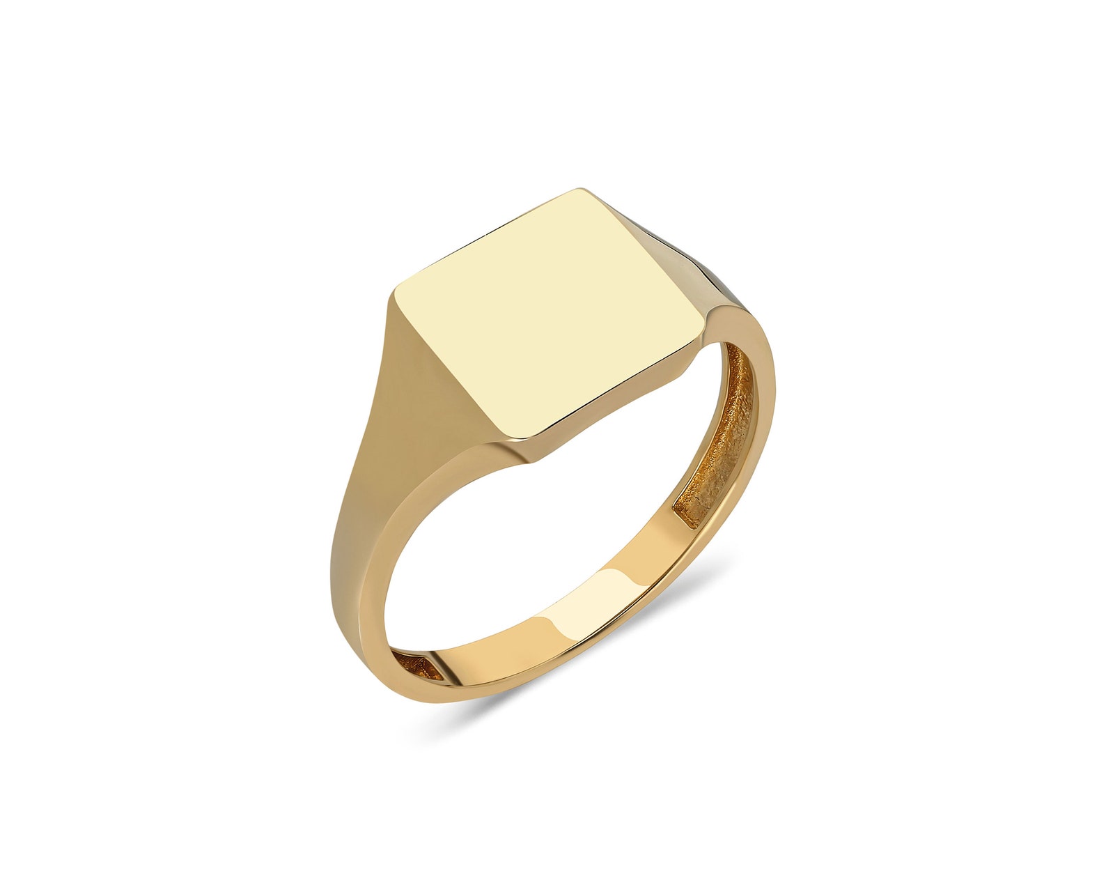 14k Solid Gold Ring Square Pinky Ring Signet Ring for Women - Etsy