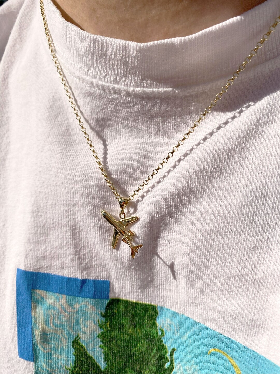 14K Solid Gold Airplane Necklace: Pilot Gift, Aviator Jewelry - Etsy