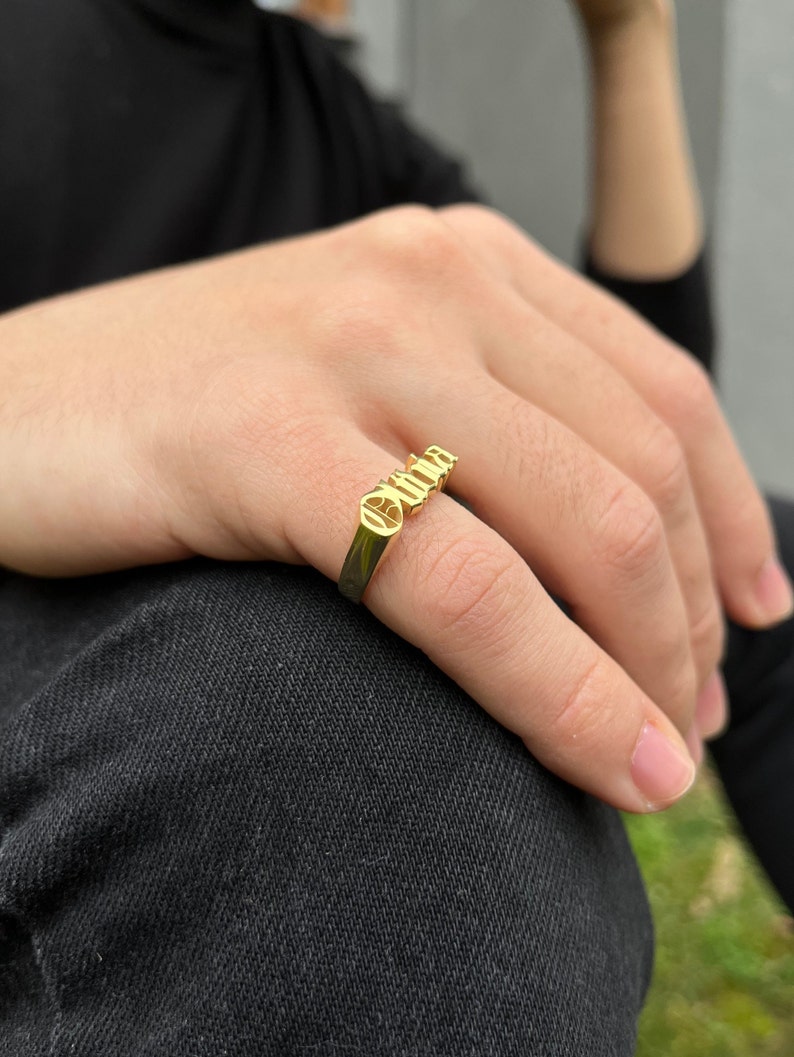 Custom Word Ring Solid Gold Name Ring Personalized Jewelry - Etsy