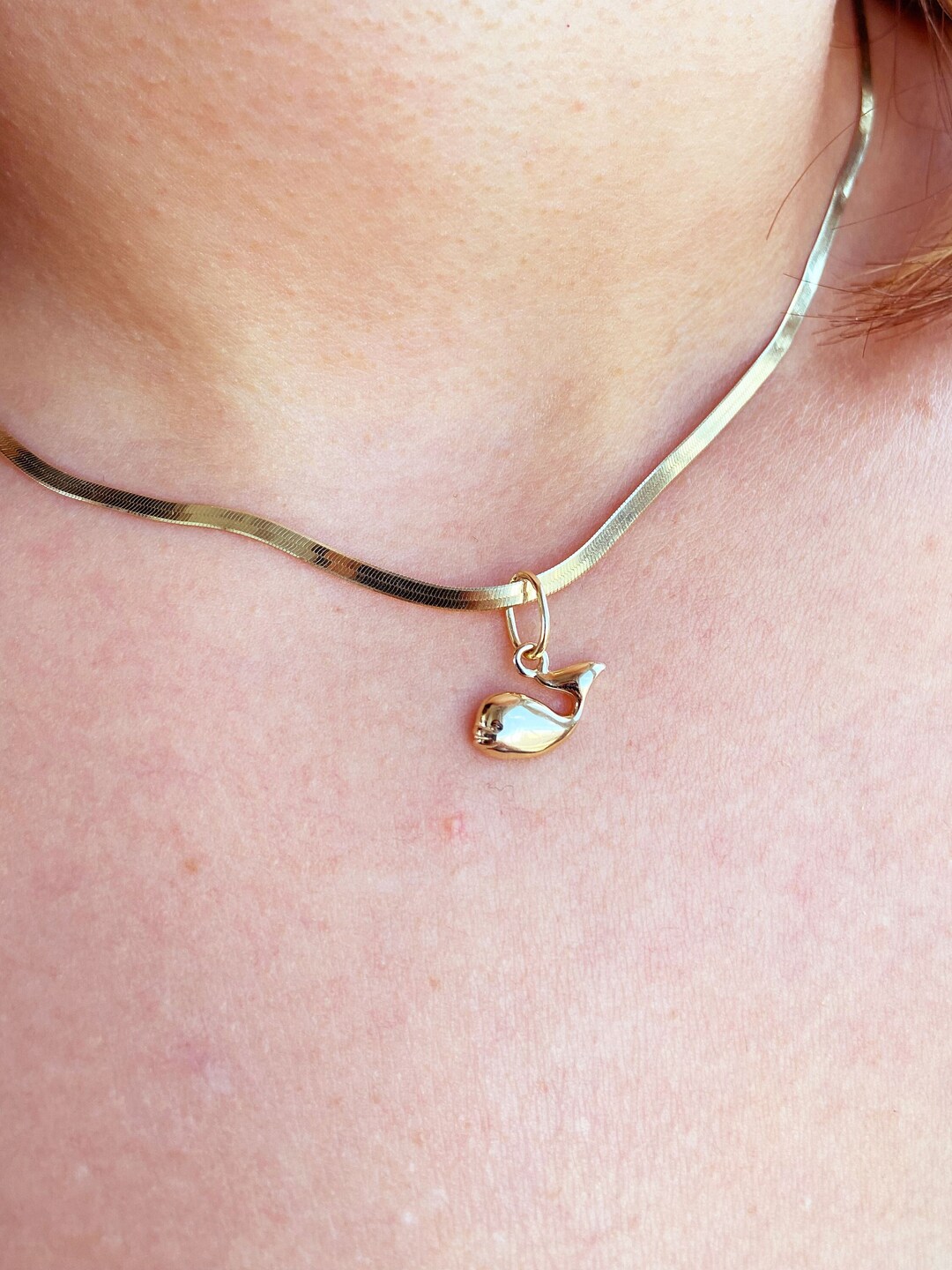14k Solid Gold Beluga Whale Charm: Pendant for Necklace, Anklet ...