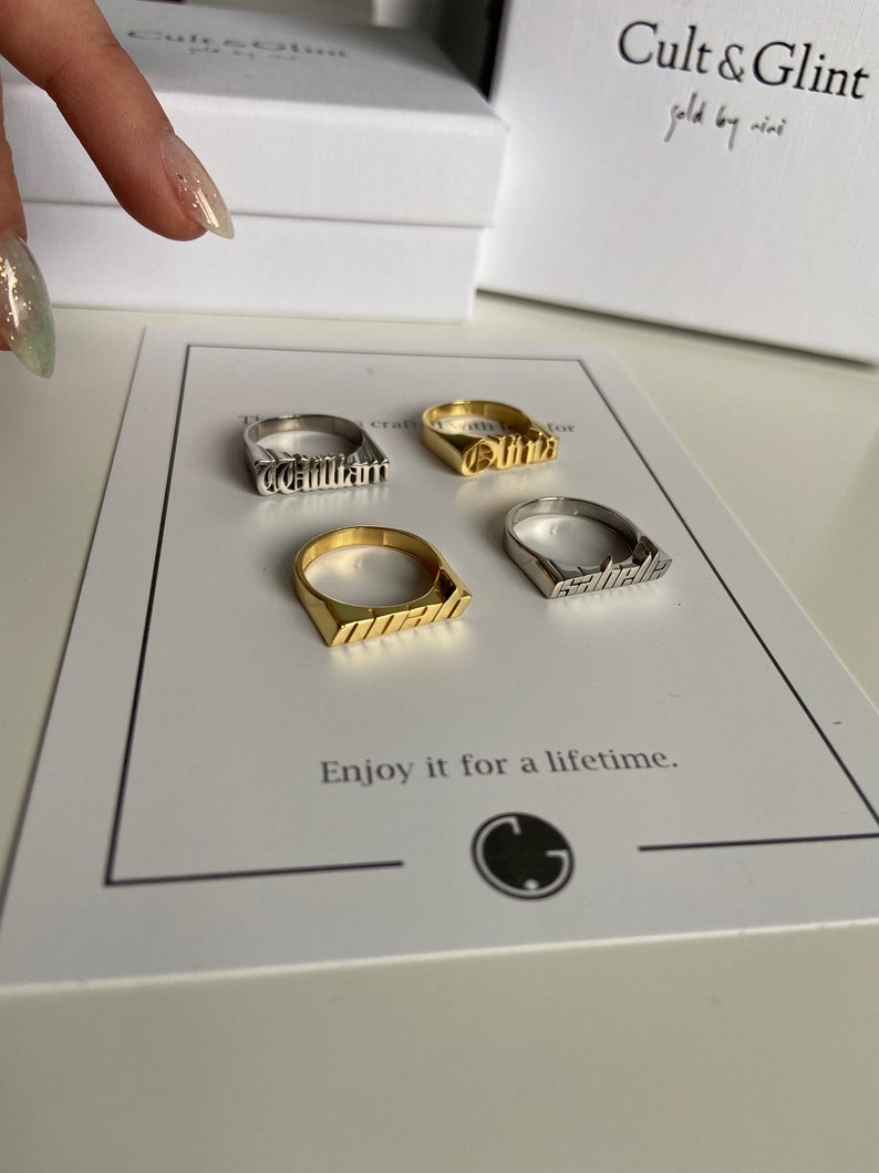 Custom Word Ring Solid Gold Name Ring Personalized Jewelry - Etsy