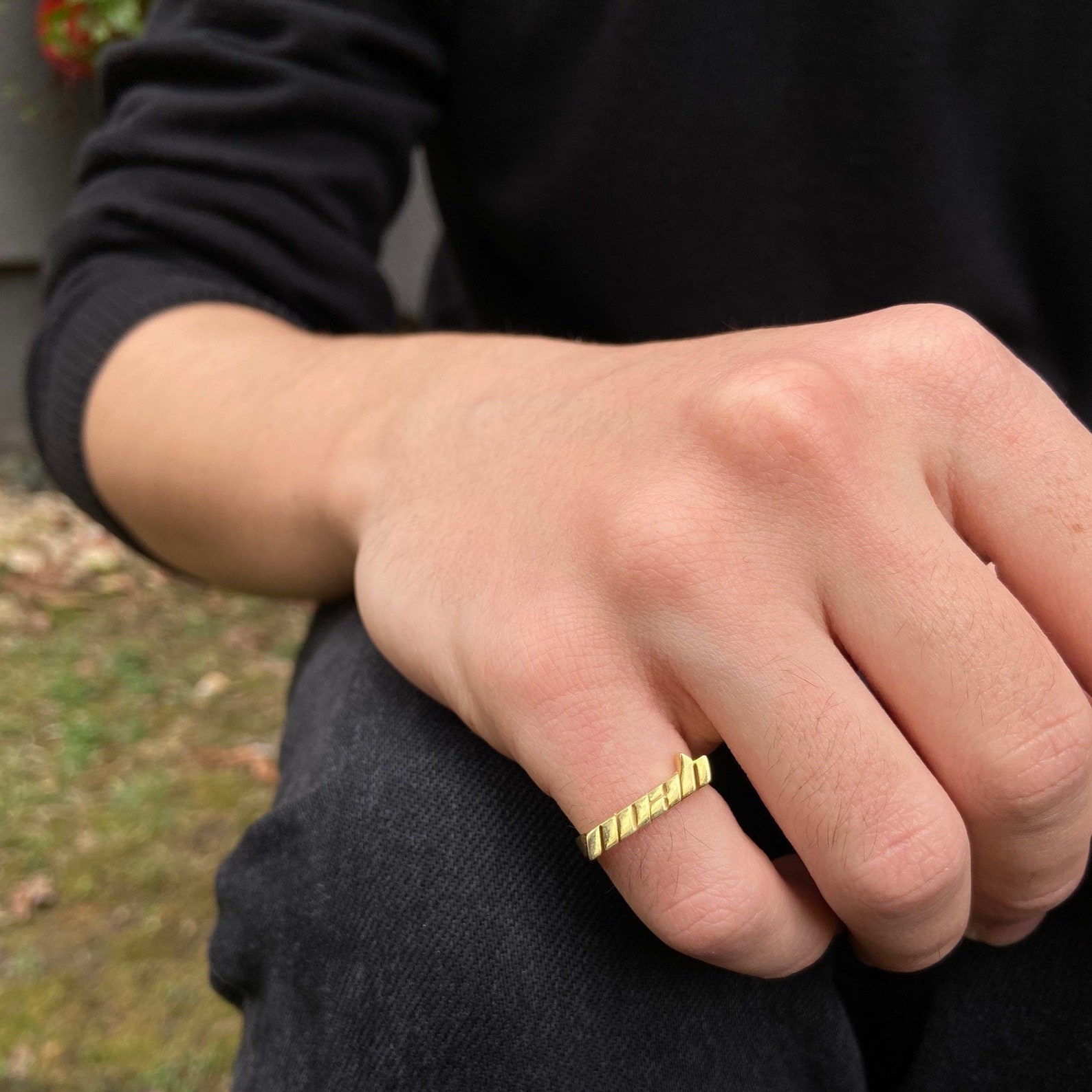 Custom Word Ring Solid Gold Name Ring Personalized Jewelry - Etsy