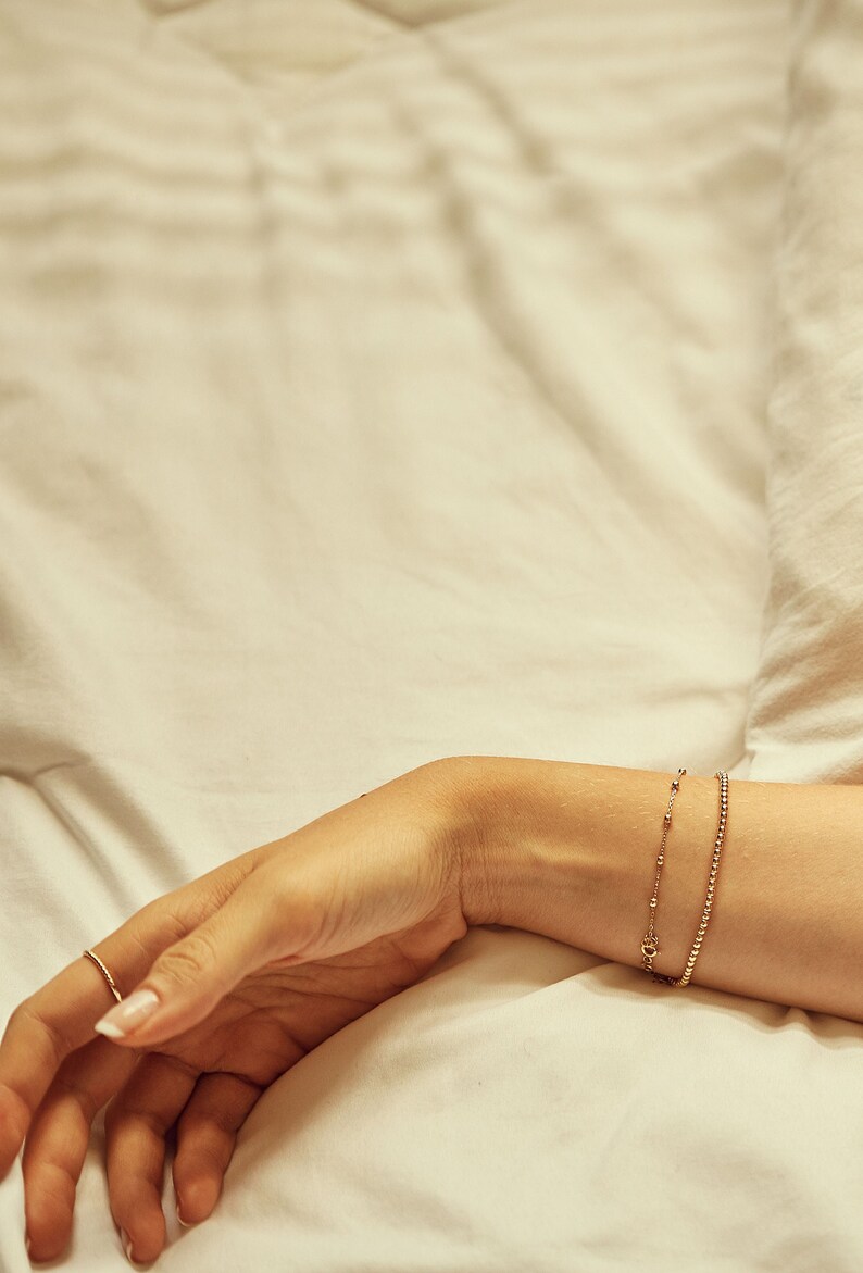 14k Solid Gold Bracelet Ball Bead Chain Dot Chain Bracelet - Etsy