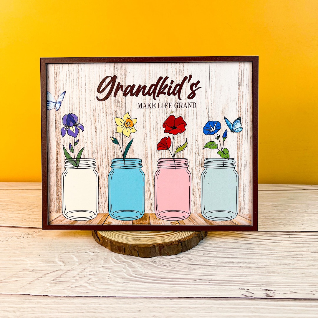 Personalized Grandma Garden Birth Flower Sign, Custom Mothers Day Gift ...