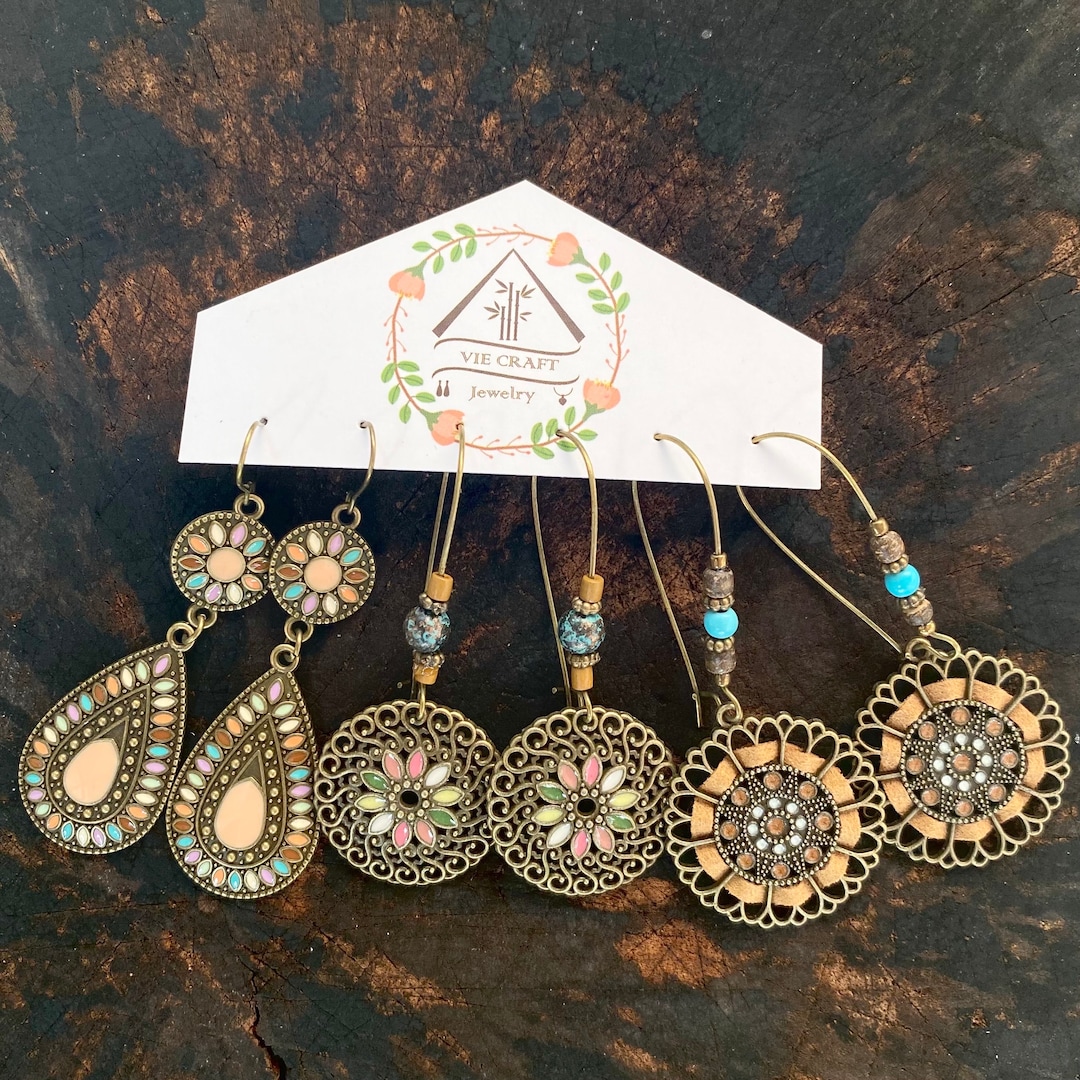 Earrings Dangle Boho, Dangle Earrings Boho for Women, Handmade Jewelry ...