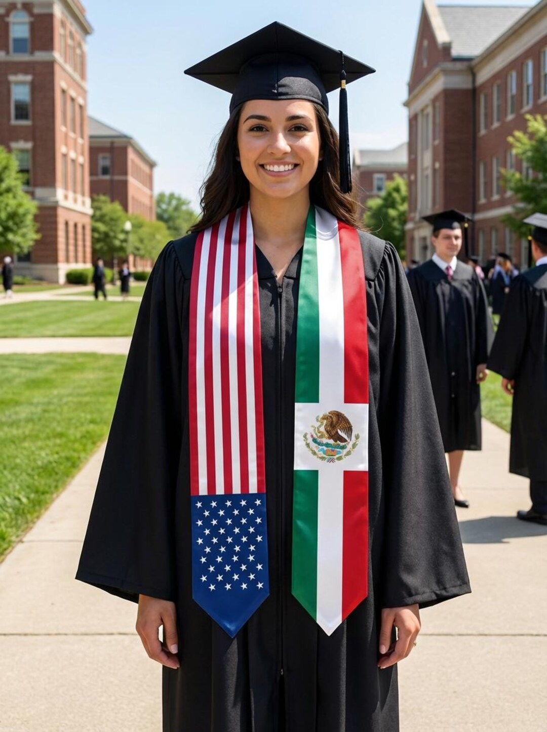 Custom Two Flag Graduation Stole, Personalized Graduate Gift With Name ...