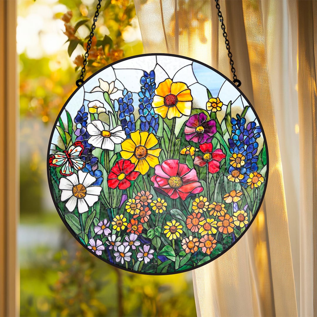 Wildflower Window Hanging Glass Suncatcher, Wildflower Window Decor ...