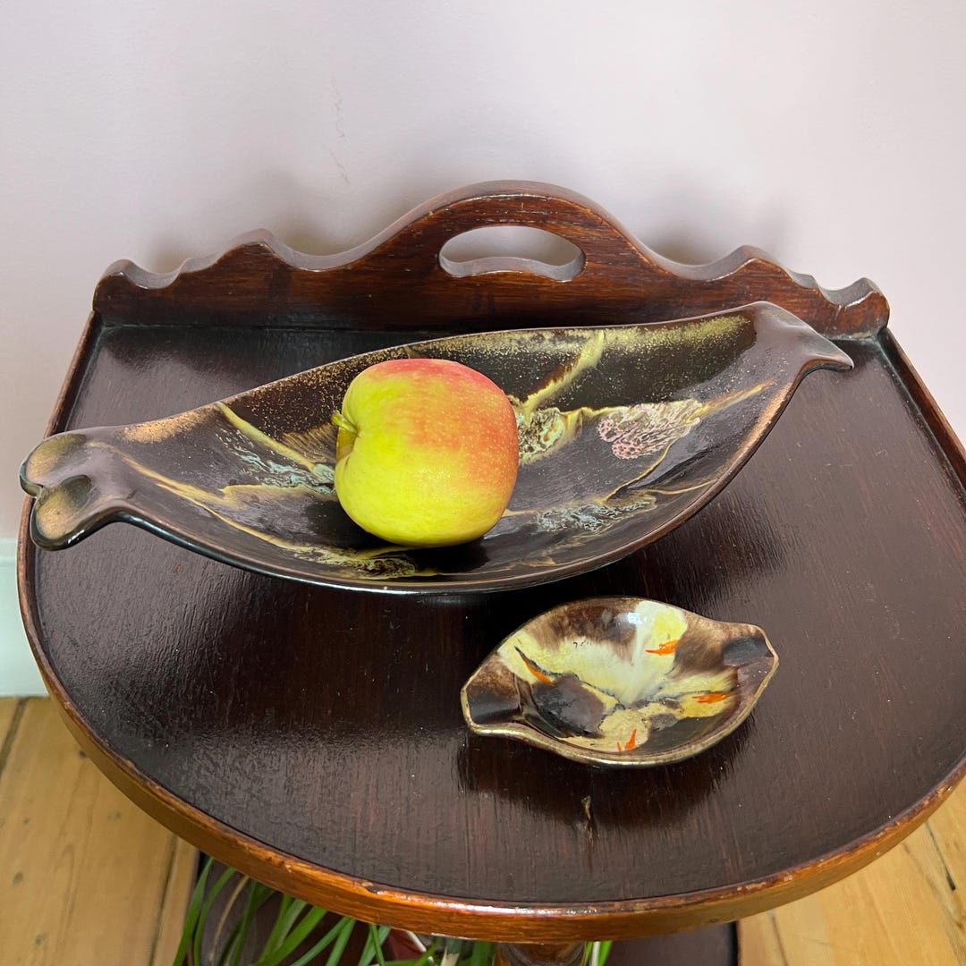 West Germany Ceramics Pottery Leaf Bowls Set | Vintage 1970s Retro Boho ...