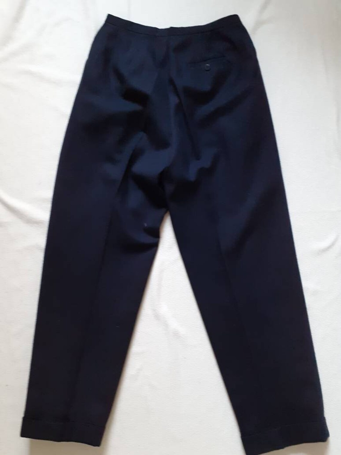 Vintage Navy Blue Classic Baggy Tailored Wool Suit Trousers Etsy