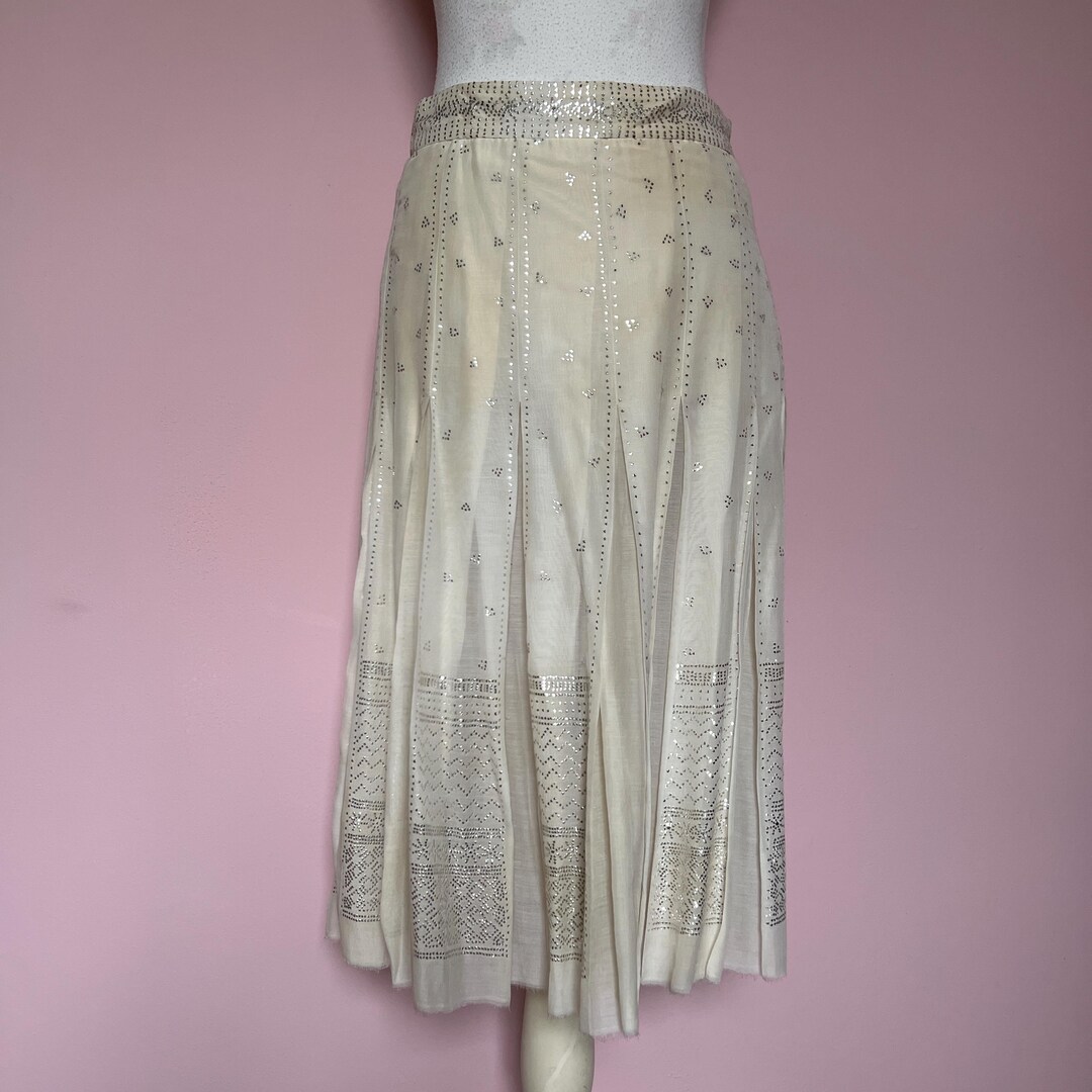 Vintage Chloe Skirt Assuit Style Ecru White Cream Silk | Boho Hipster ...