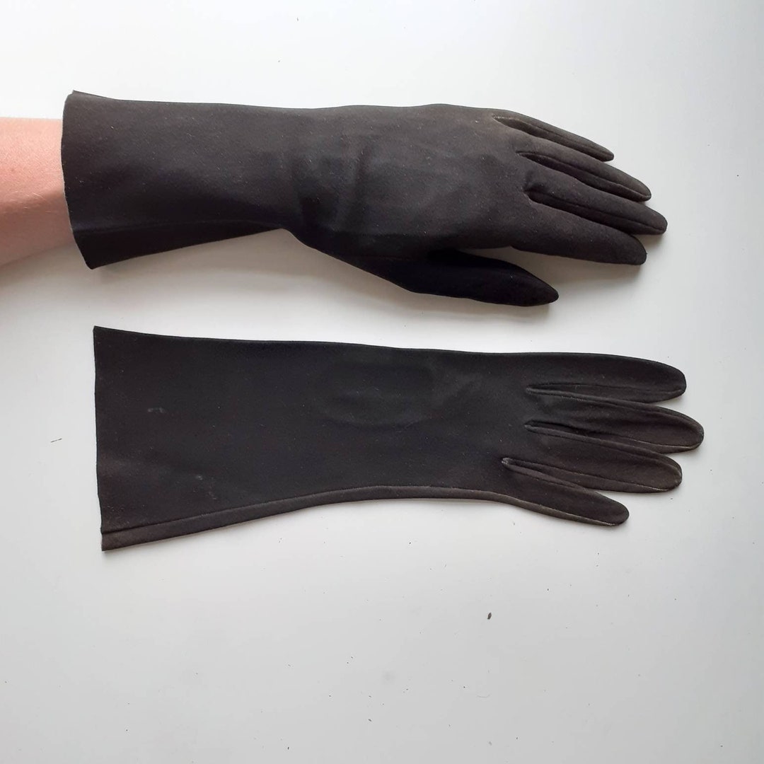 Black Suede Gloves Ladies Gauntlets Formal Mid Arm 7.5 Cm - Etsy