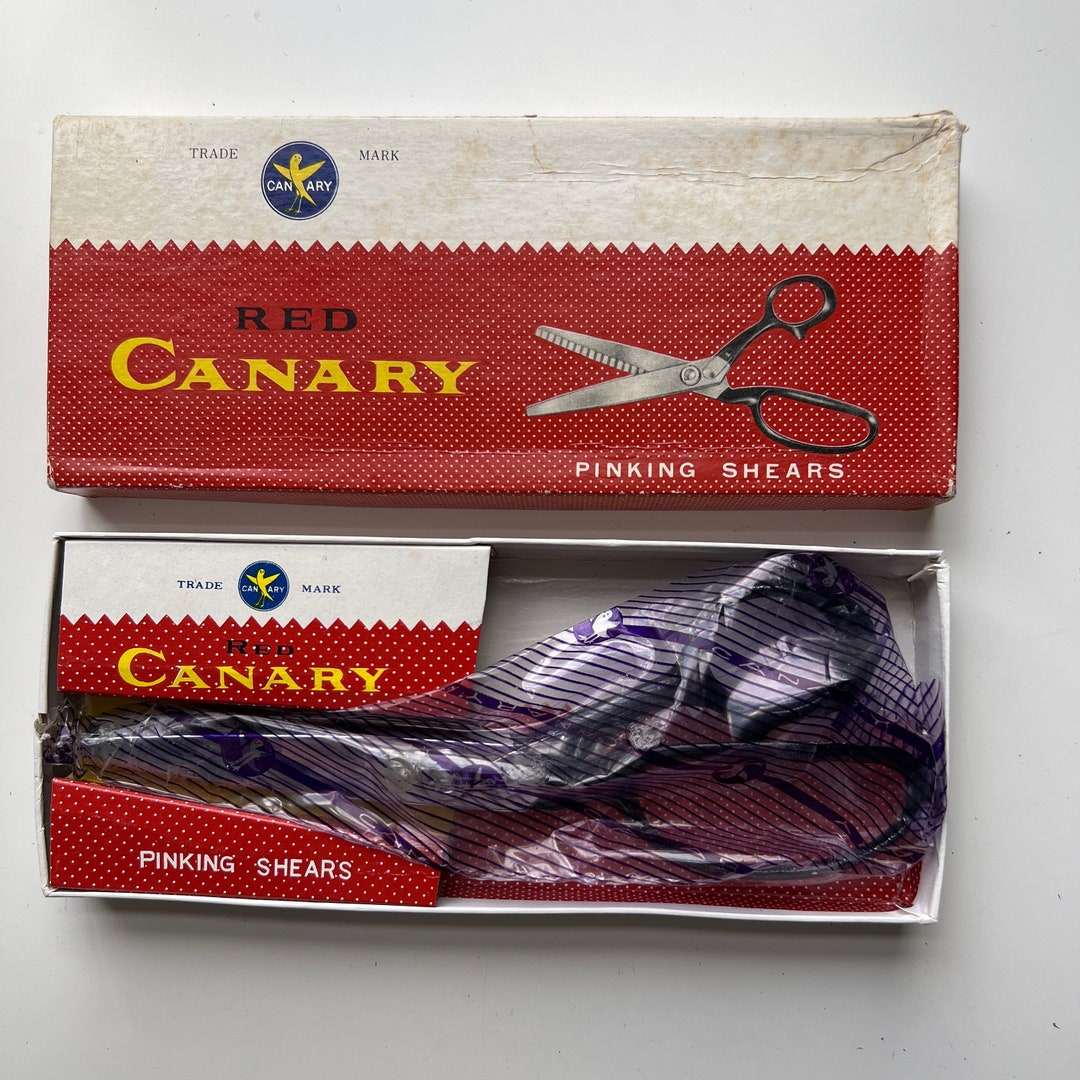 Vintage Pinking Shears Sewing Scissors Red Canary Metal in - Etsy
