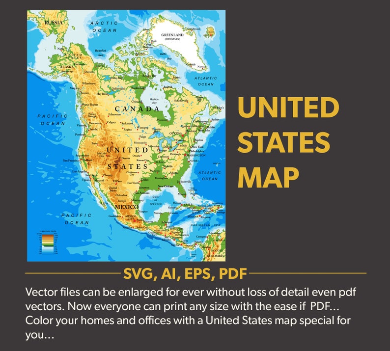 Map Printable, United States Map, A Beautiful Artistic Map, Svg/ai/eps ...