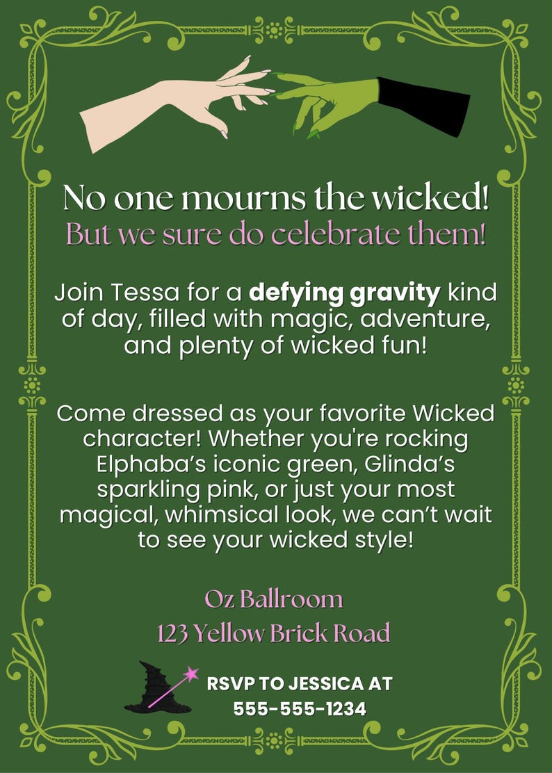 Wicked Inspired Birthday Invitation - Etsy