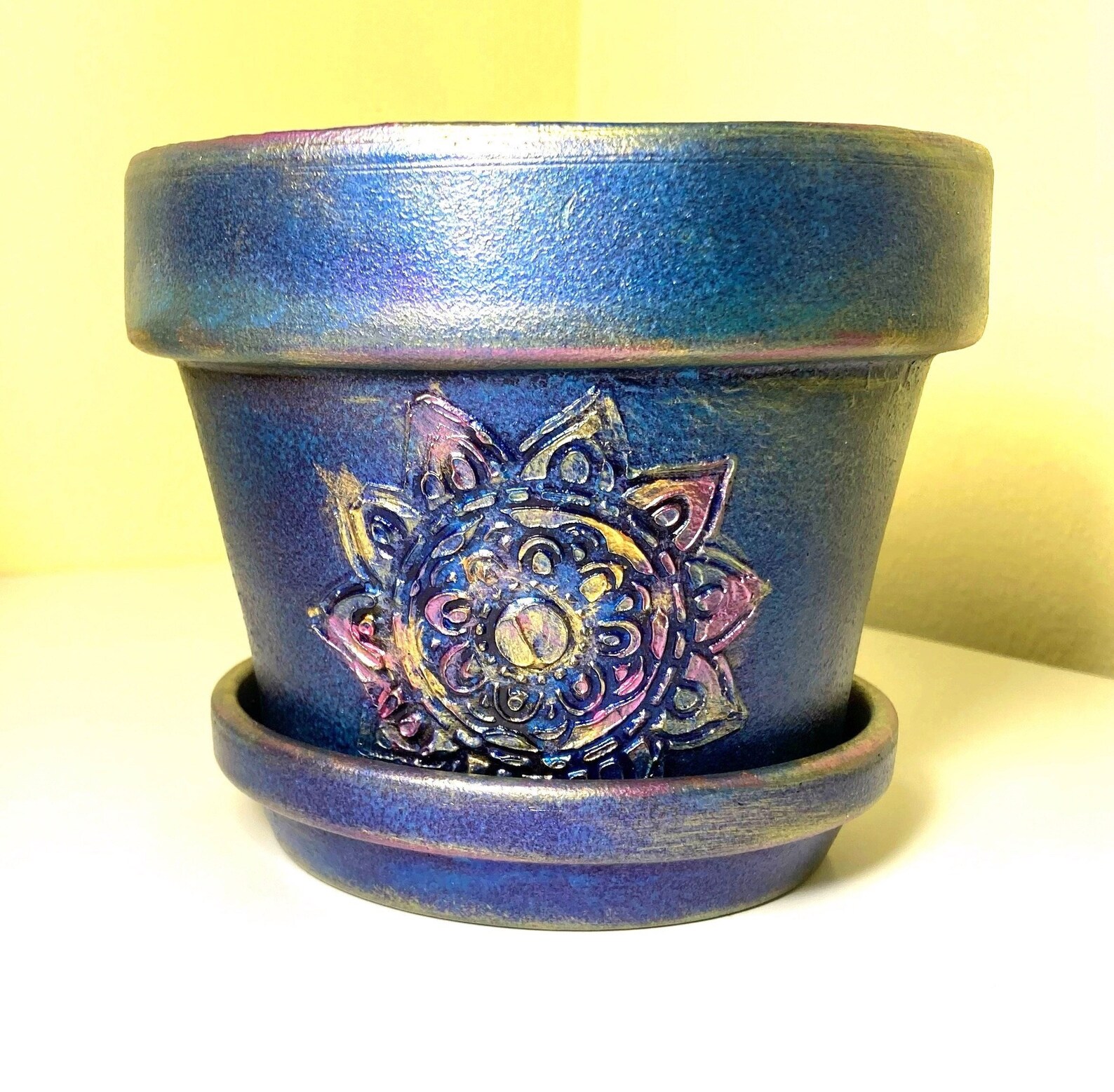 Customisable Hand Painted Colorful Plant Pot With 3D Mandala - Etsy