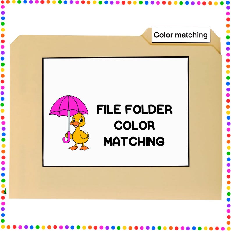 Color Matching/ File Folder Activity/ Duck With Umbrellas - Etsy
