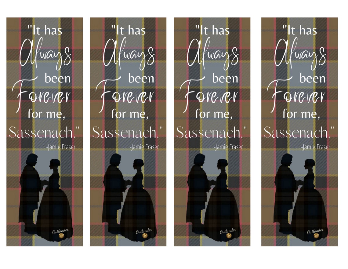 Outlander Inspired Jamie and Claire Bookmark Digital Download Printable ...