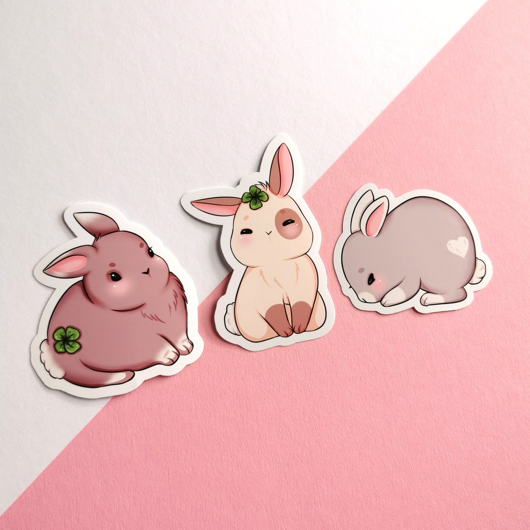 Set of 3 Cute Bunny Stickers, Cute Bunny Stickers, Manga Anime Vinyl ...