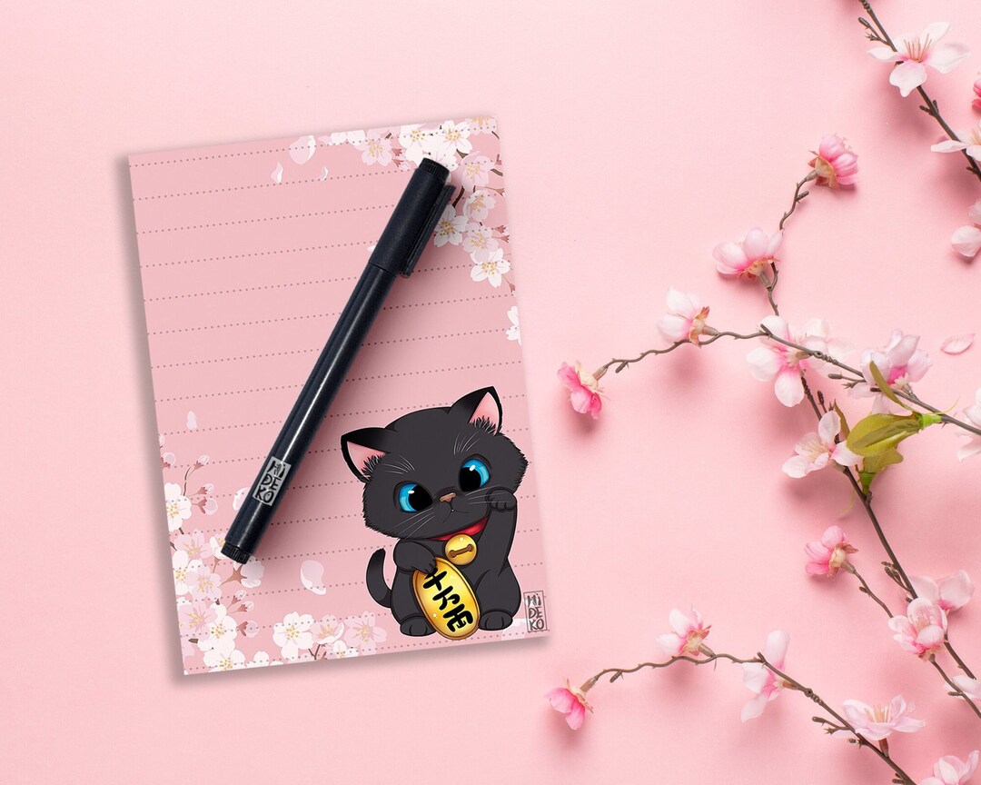 Kawaii Maneki Neko Notepad Manga Lucky Cat Block Anime - Etsy España