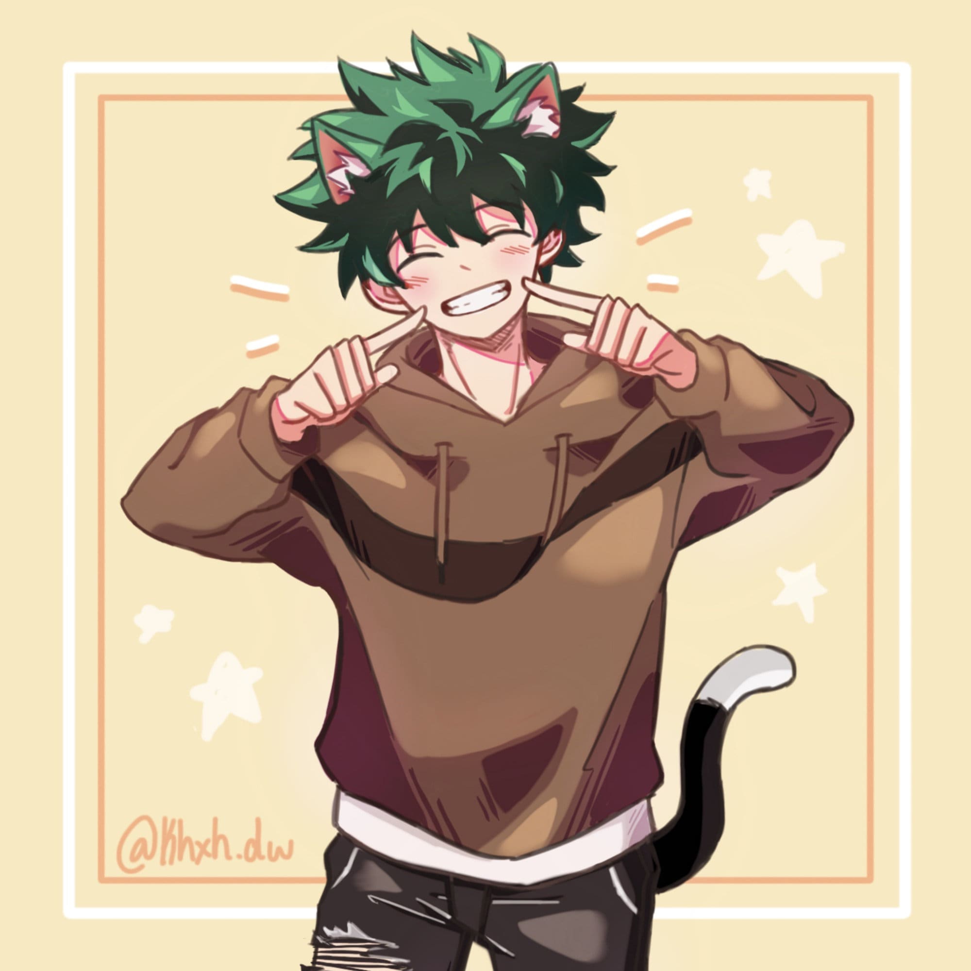Midoriya Izuku Deku Cat Small Print Anime BNHA My Hero | Etsy Australia