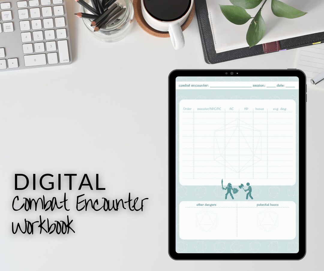 D&D Combat Encounter Digital Workbook 8.5x11 Portrait Orientation ...