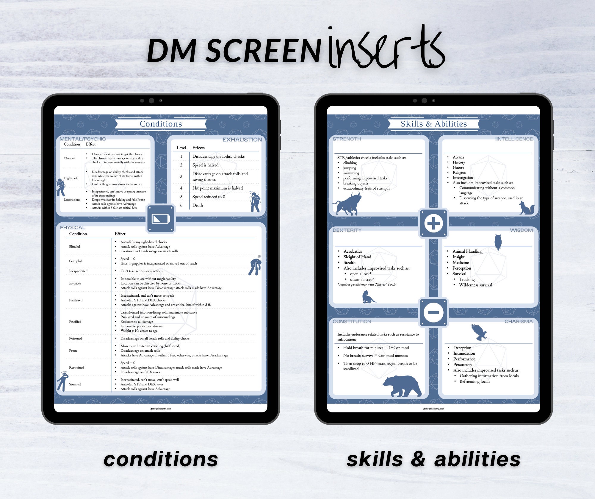 Dungeon Master Screen Inserts Dungeons & Dragons 5e - Etsy Canada