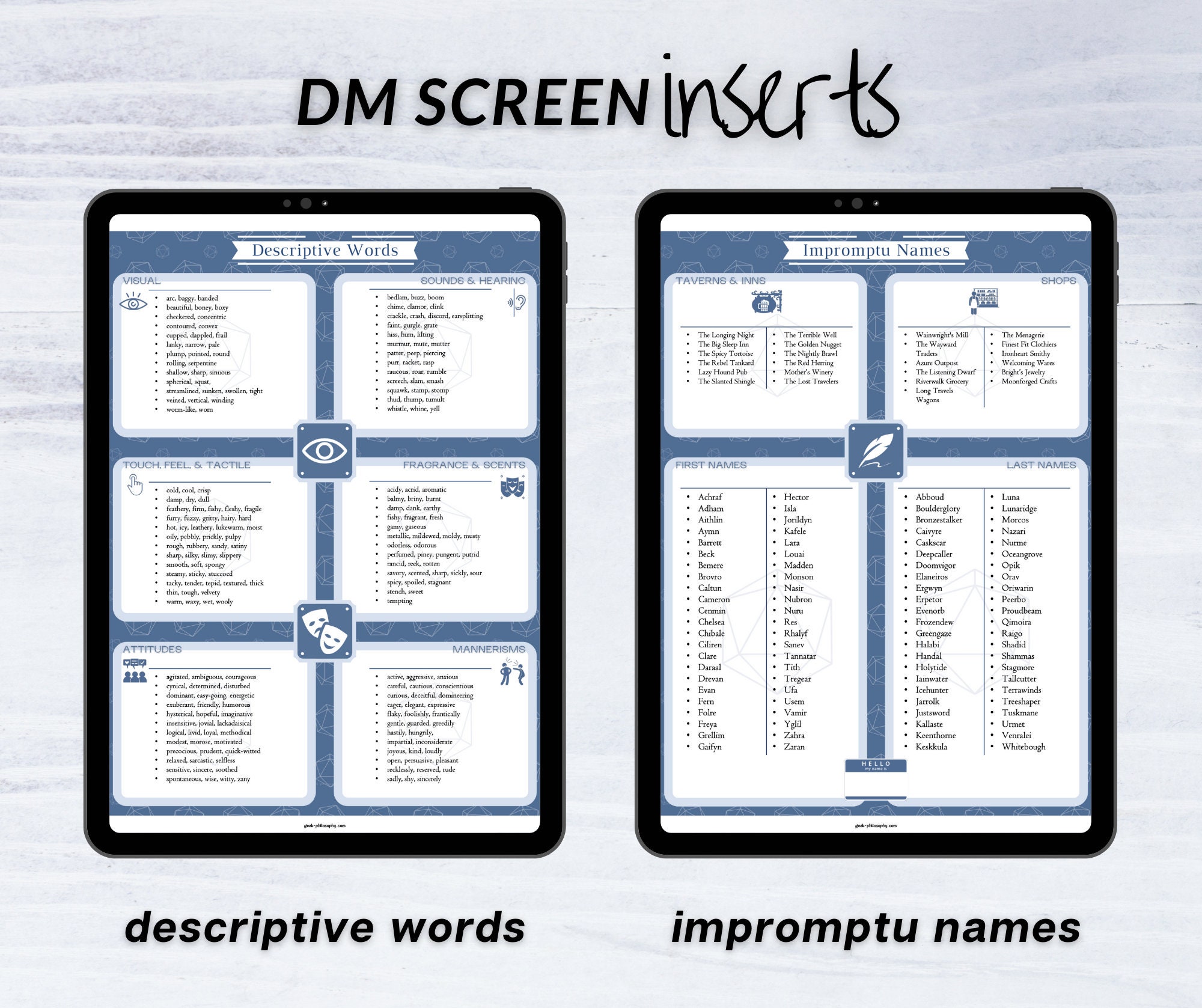 Dungeon Master Screen Inserts Dungeons & Dragons 5e - Etsy Canada