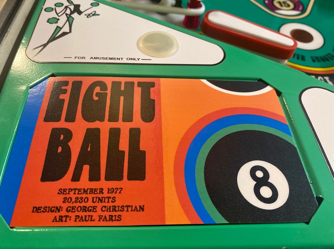 Eight Ball Pinball Apron Cards Set Instructions Rules Info for the ...