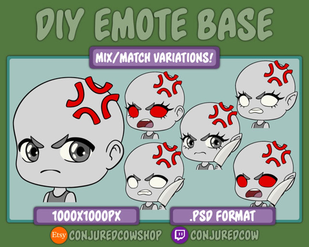 DIY Emote Base - Angry - Mix/match Variations - Etsy