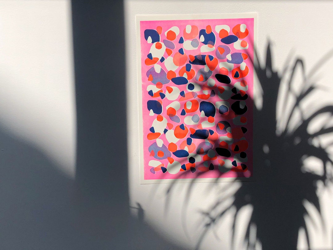 Risograph Art, A3 Print, Minimalistic Print, Abstract Poster, Colorful ...