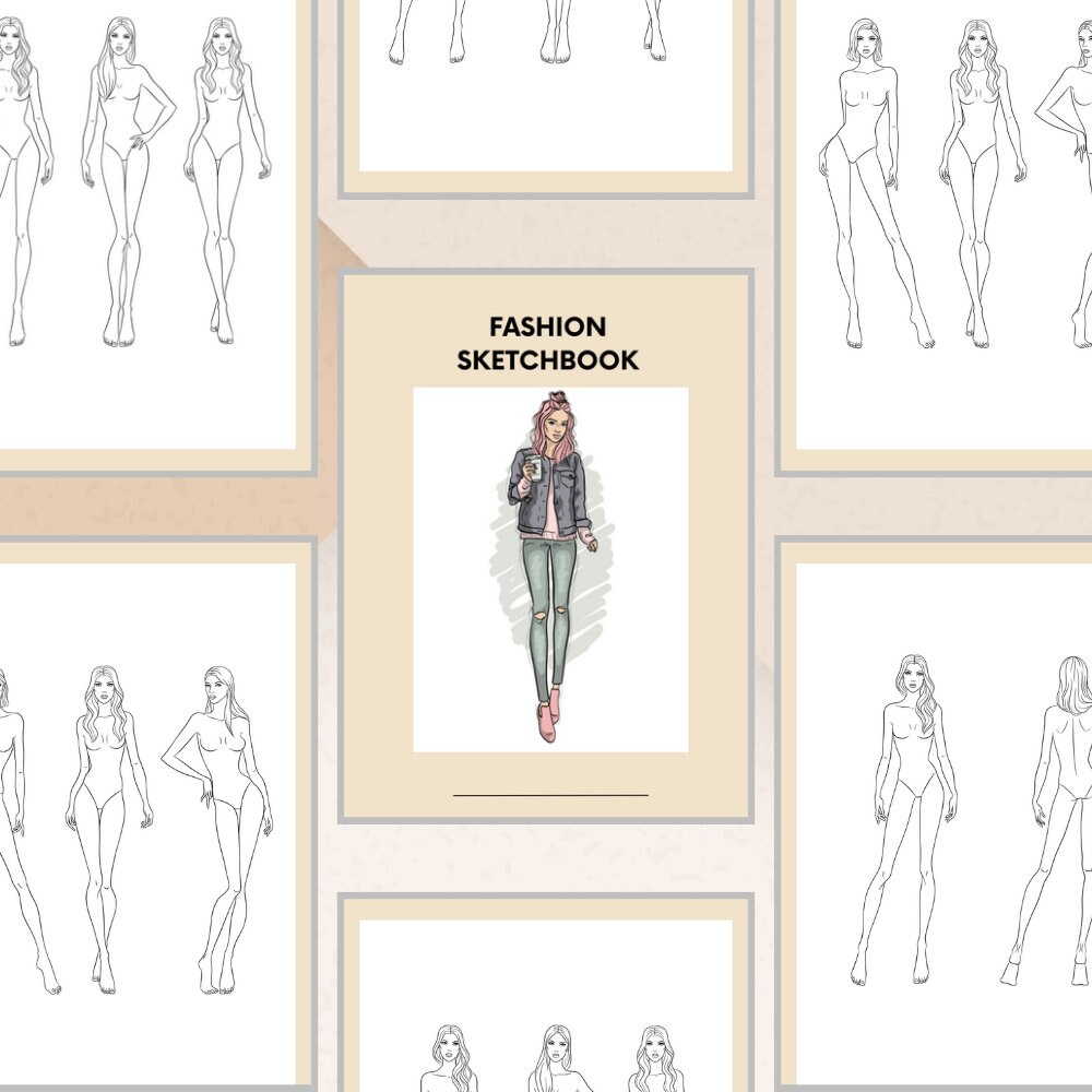 Printable Fashion Sketchbook: 25 Female Poses for Designing Women's ...