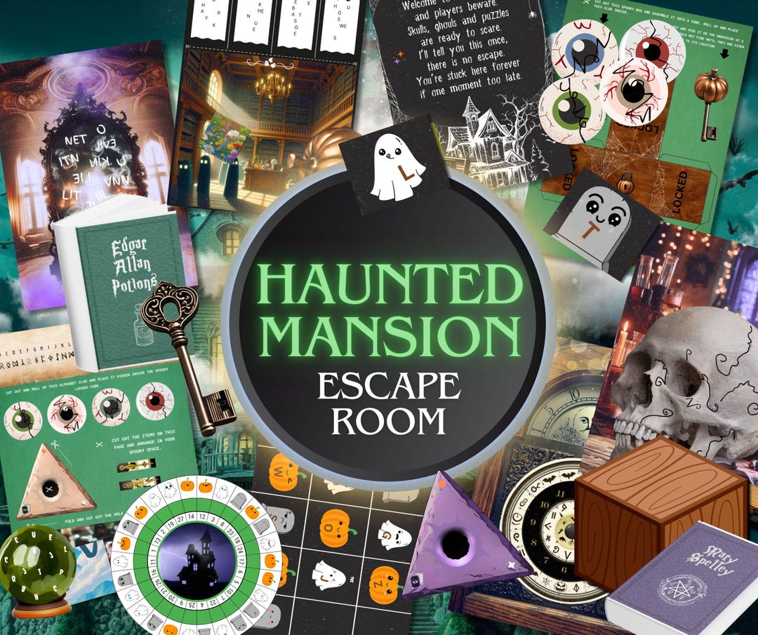 Haunted Mansion Escape Room Kit: Printable Halloween Puzzle Game (PDF ...