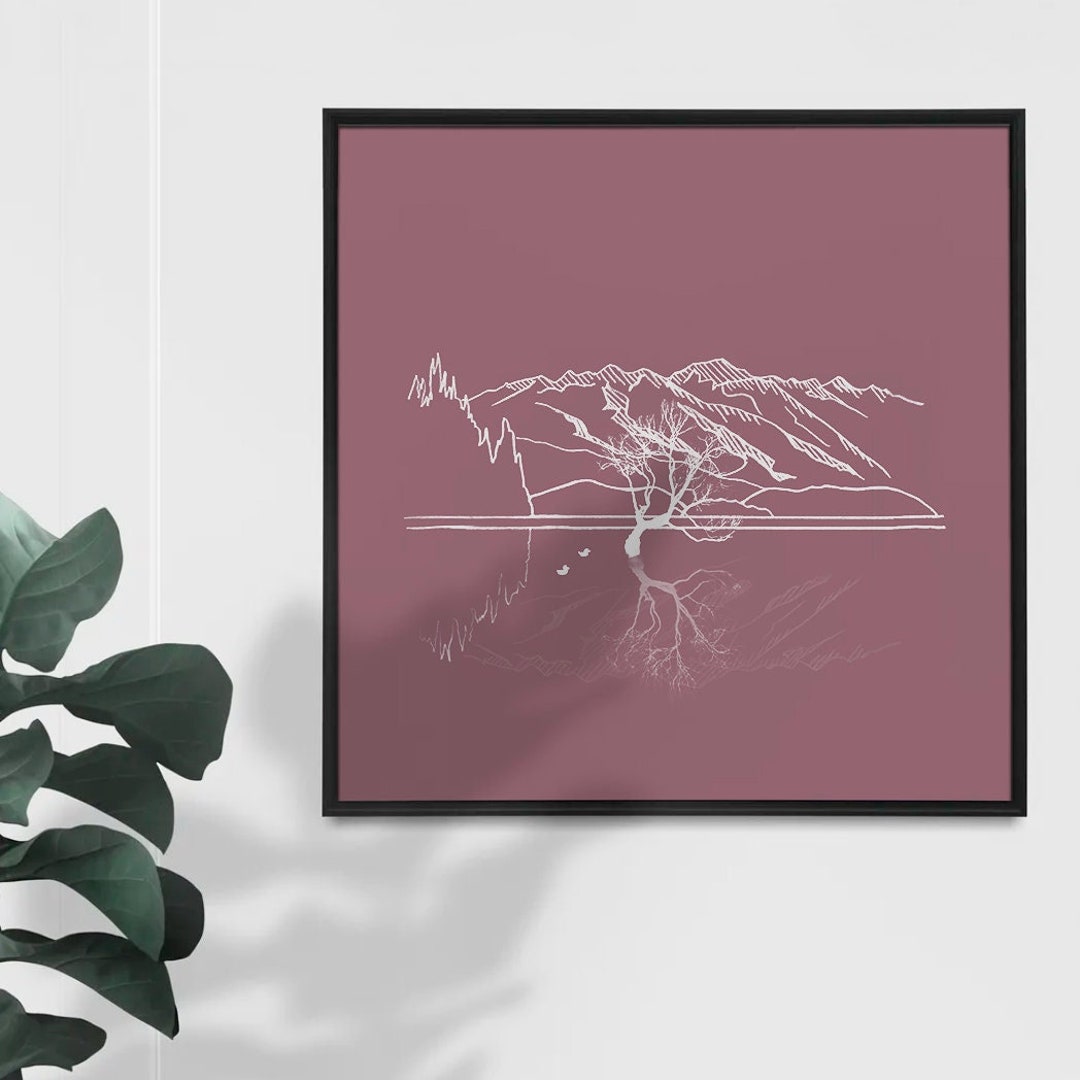 Travel Poster New Zealand Wanaka Tree Minimal Travel Art - Etsy