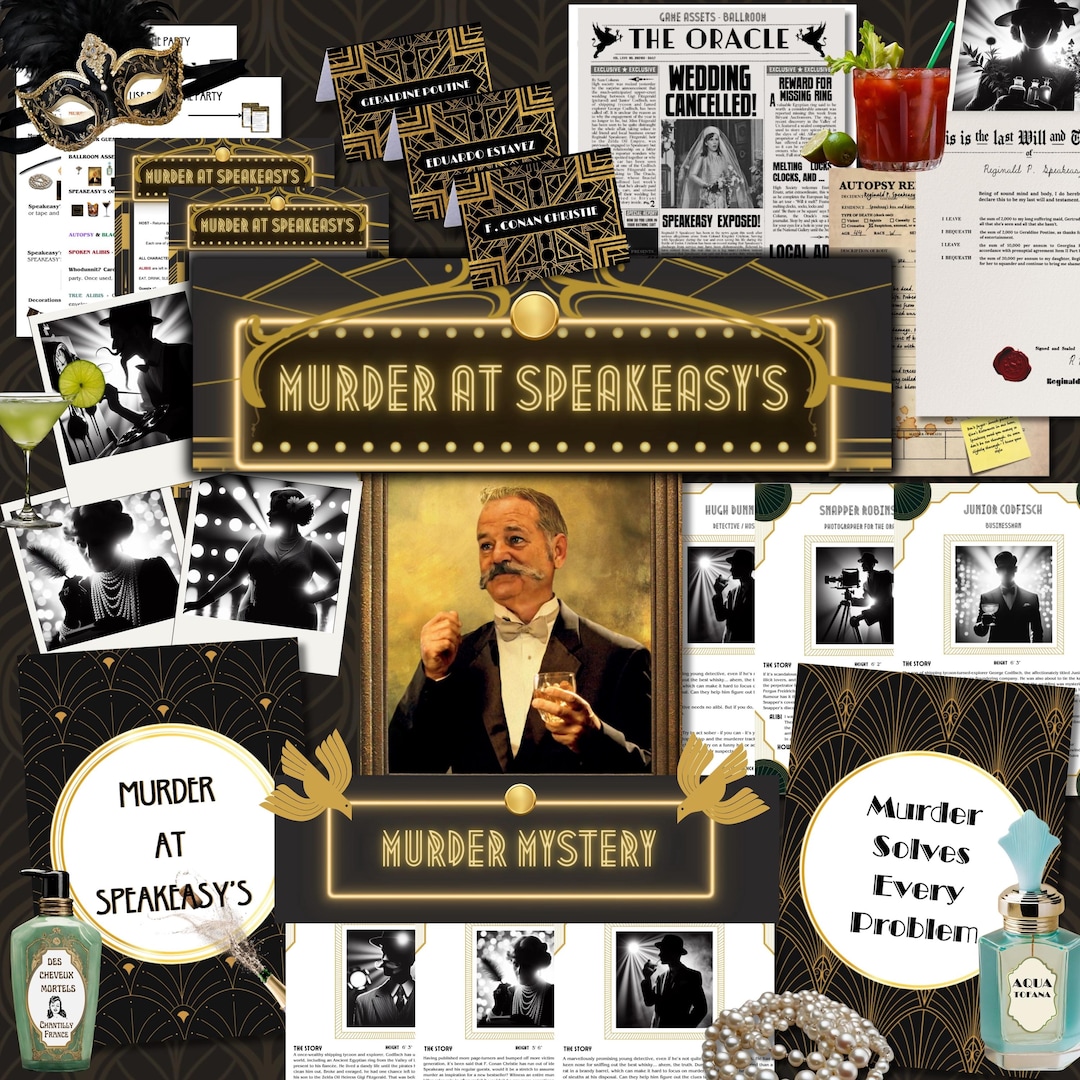 1920s Murder Mystery Party, Printable Kit, Birthday Party Game for ...