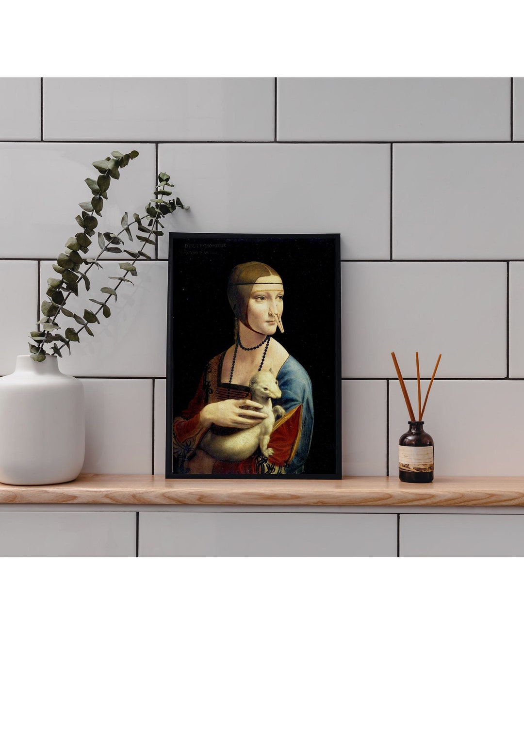 Lady With an Ermine Print With Nose Peg, Da Vinci, Vintage Altered ...