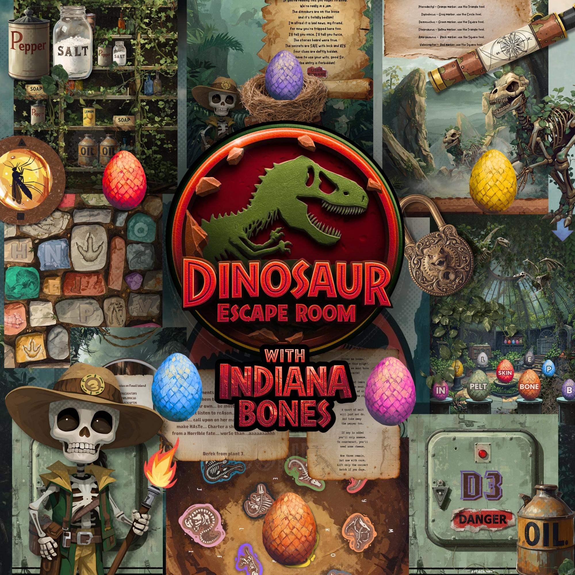 Dinosaur Escape Room - *indiana Bones! Printable Escape Room Kit ...