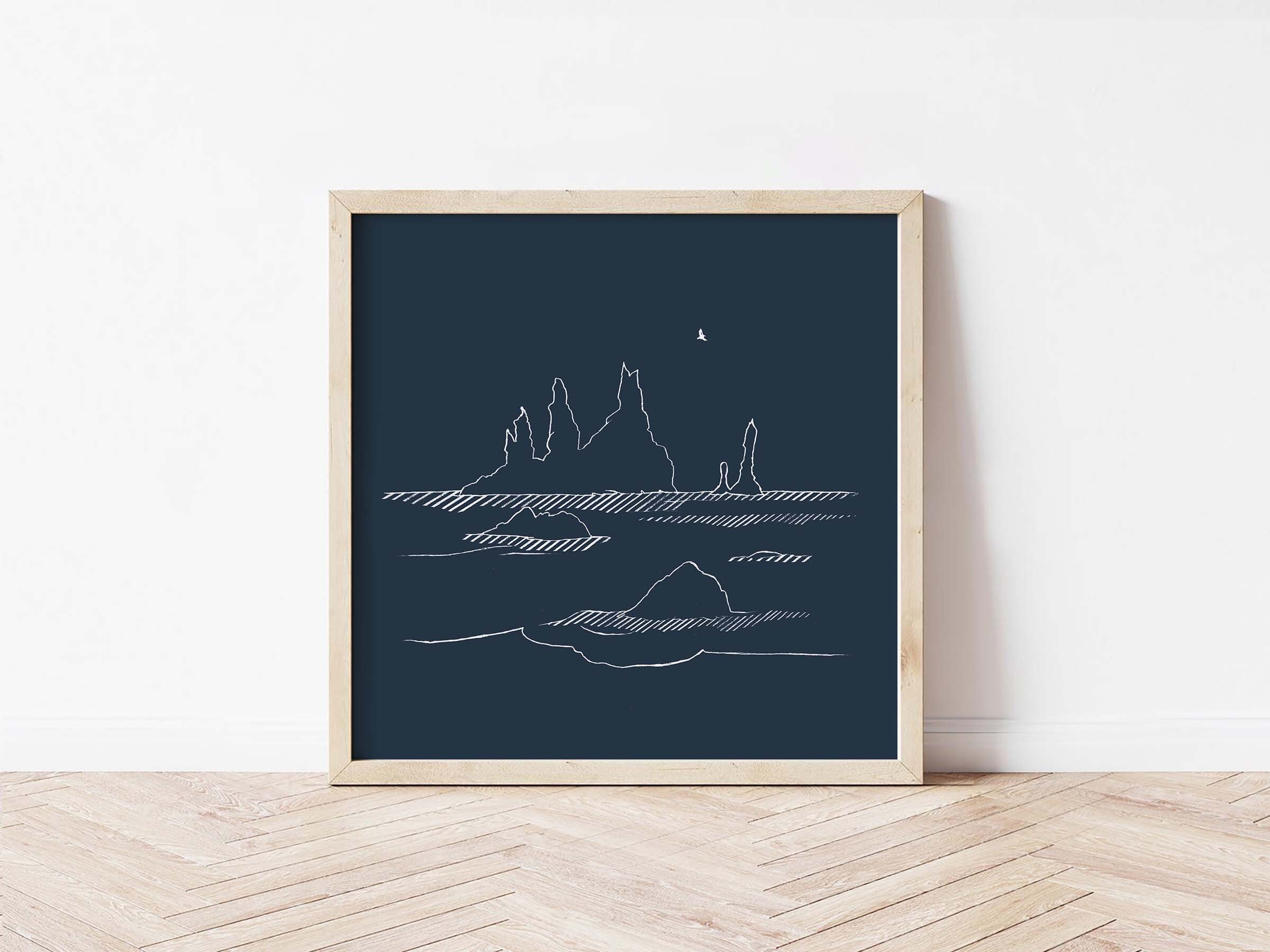 Travel Poster Reynisfjara Beach Iceland Minimal Art Print for - Etsy