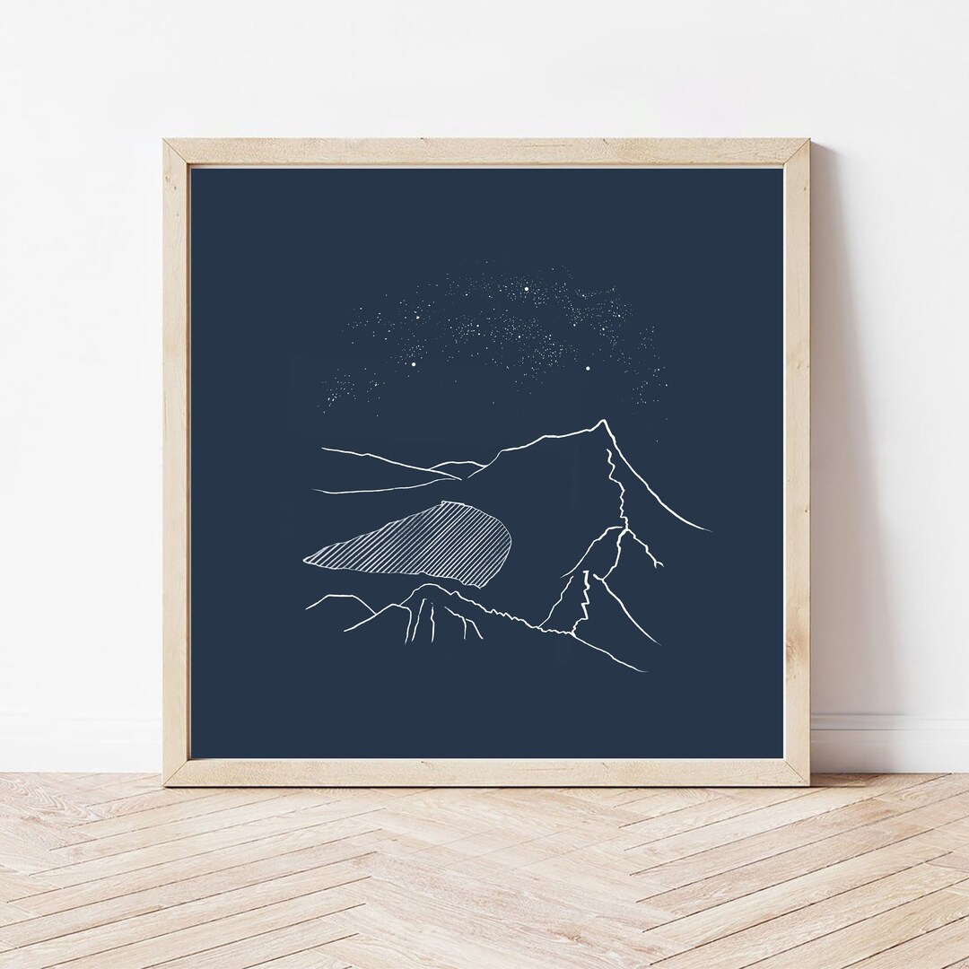 Striding Edge Helvellyn Art Print, Midnight Blue Lake District Wall Art ...