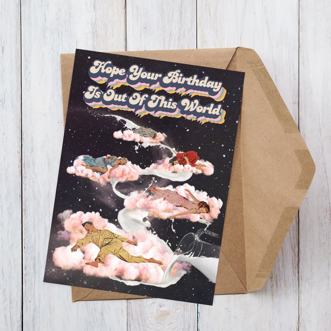 The Milky Way Vintage Space Age Birthday Card, Retro Futurism Card for ...