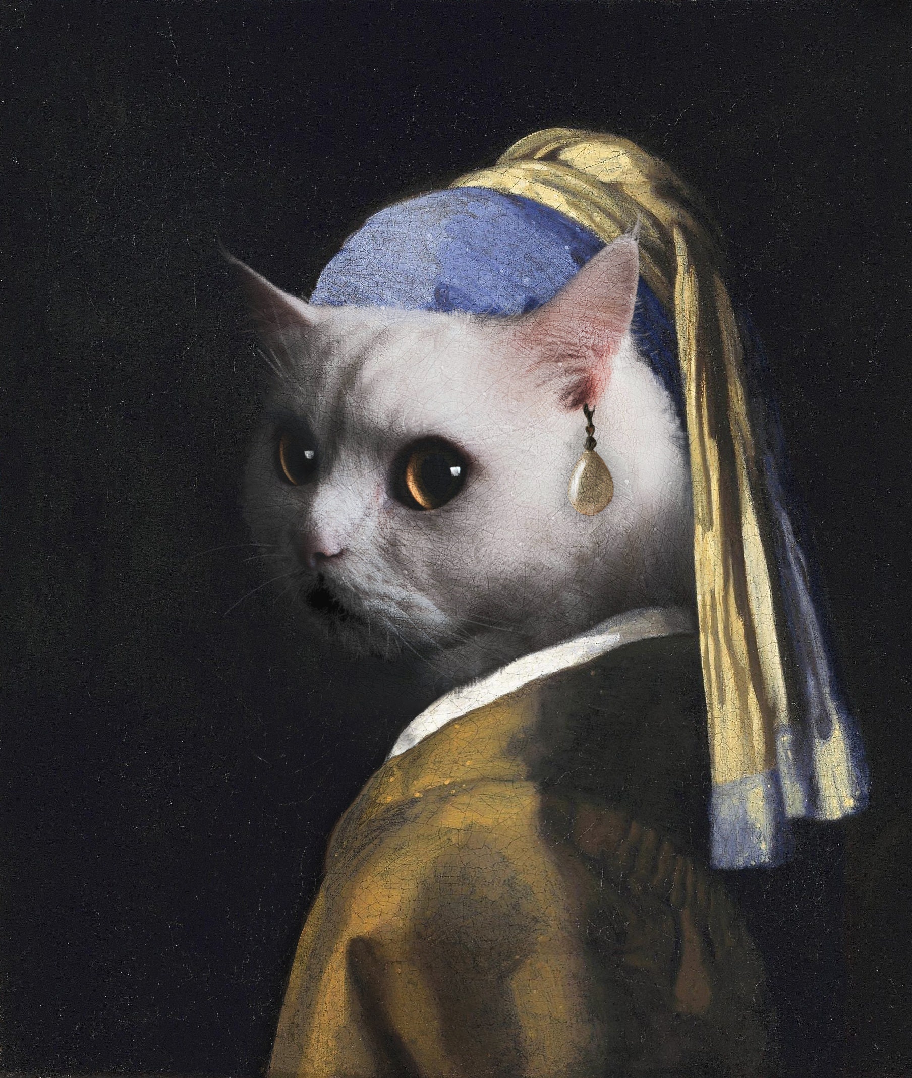 Girl With a Pearl Earring, Johannes Vermeer, Altered Classic Art With a ...