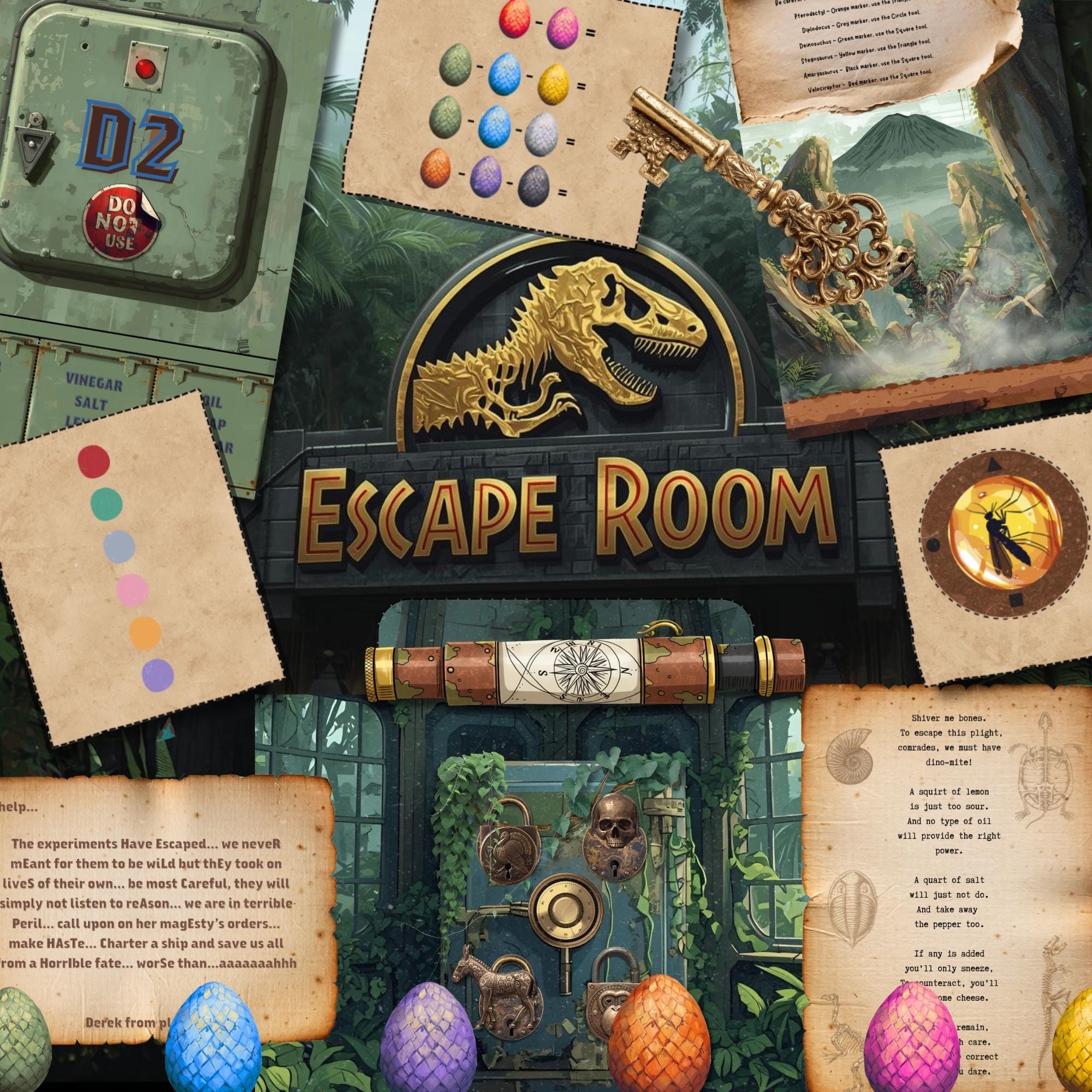 Dinosaur Escape Room - *indiana Bones! Printable Escape Room Kit ...