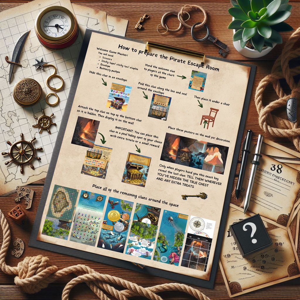 Pirate Escape Room Puzzle, Pirate Birthday Party Treasure Hunt ...