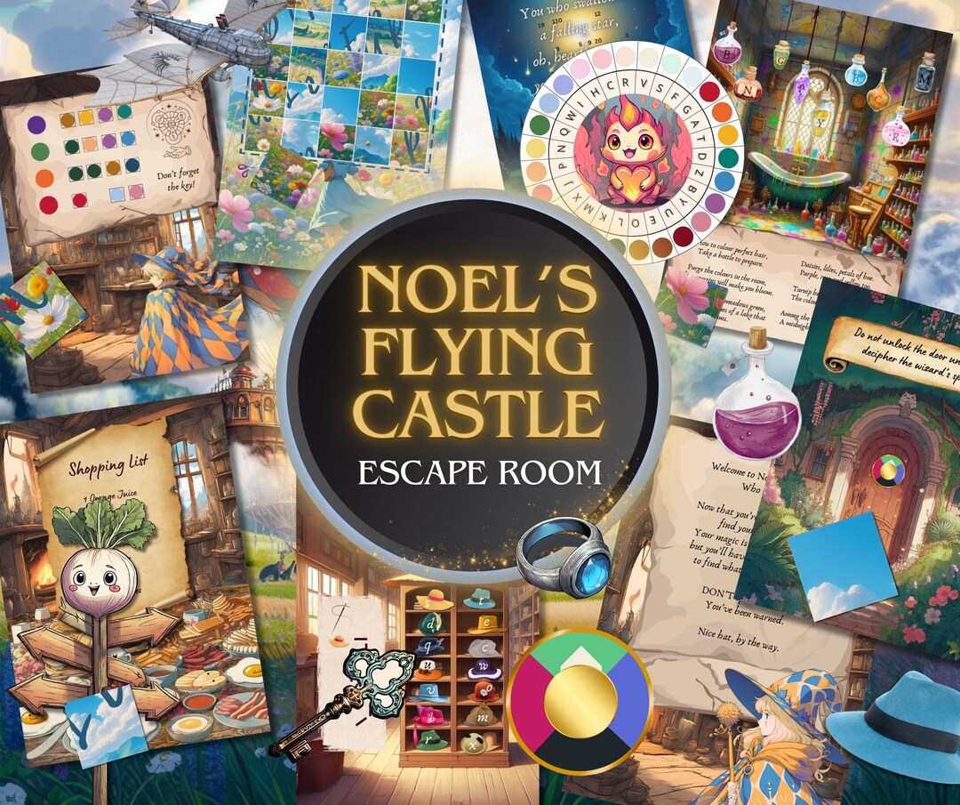 Noel's Flying Castle Wizard Escape Room for Kids, Escape Game Printable ...