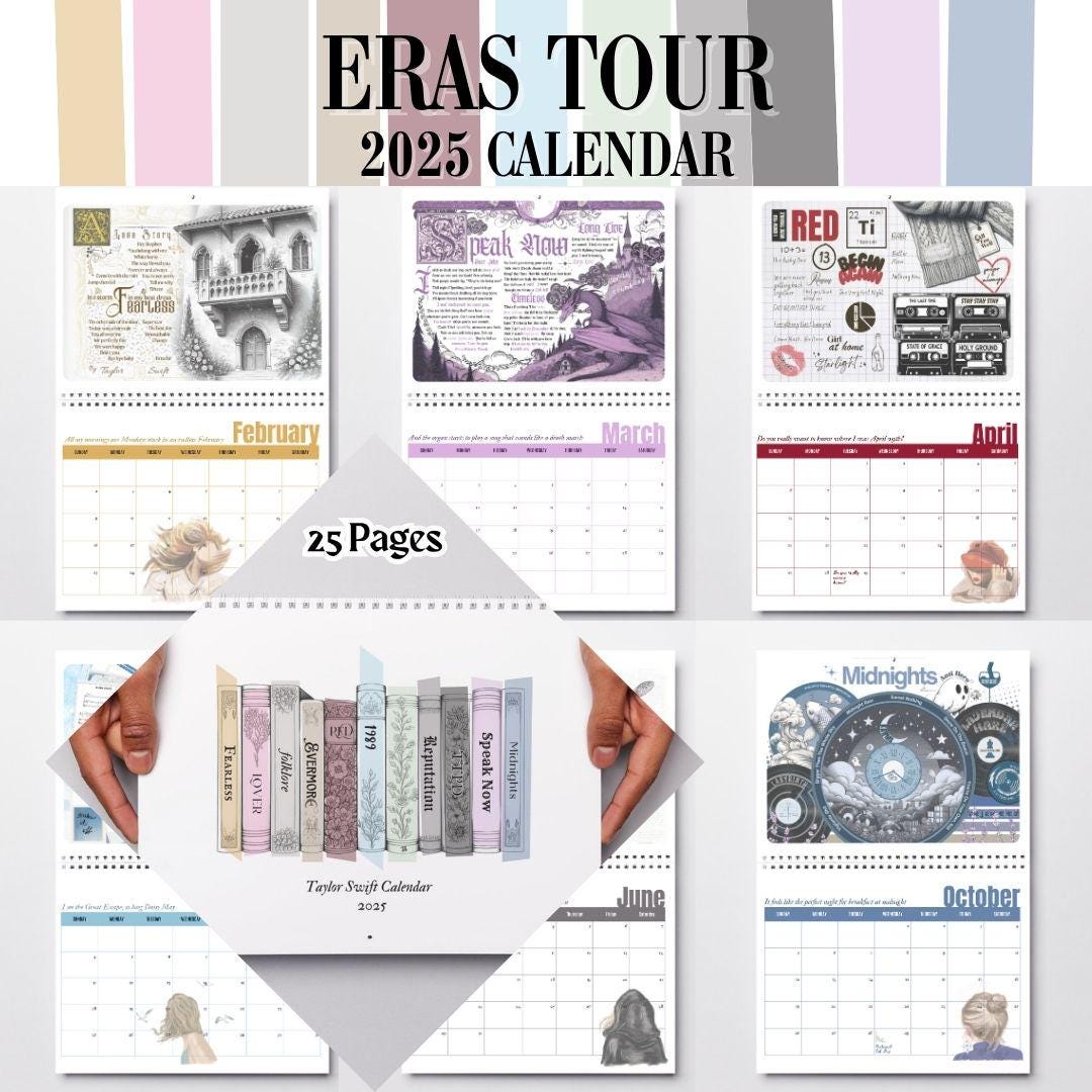 Eras Tour 2025 Calendar, Lyric Calendar, 2025 Eras Tour Calendar ...